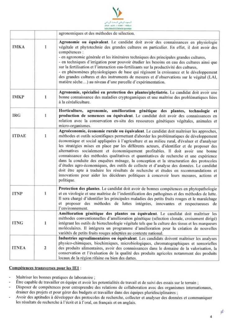 Concours de Recrutement INRA 2024 (70 Postes)